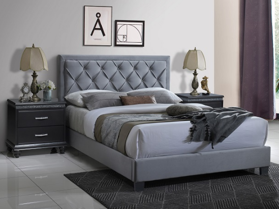 SET5092 DANZY QUEEN / KING SIZE BED - GRAY – Serra Furniture