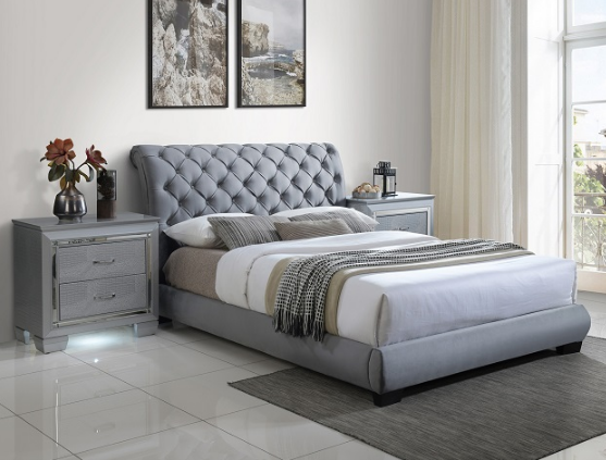 SET5093 CARLY QUEEN / KING SIZE BED - GRAY – Serra Furniture