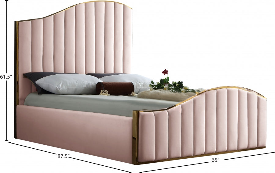 JOLIE VELVET PLATFORM BED - PINK – Serra Furniture