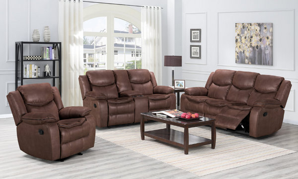 LEON 3PCS RECLINING LIVING ROOM SET BROWN Serra Furniture