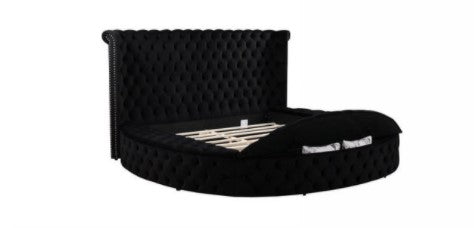 B8008 LUX ROUND PLATFORM BED - BLACK – Serra Furniture