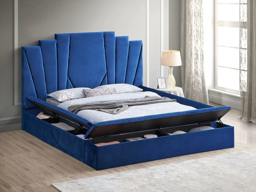 B0454 PLATFORM BED WITH STORAGE- GREY – Serra Furniture
