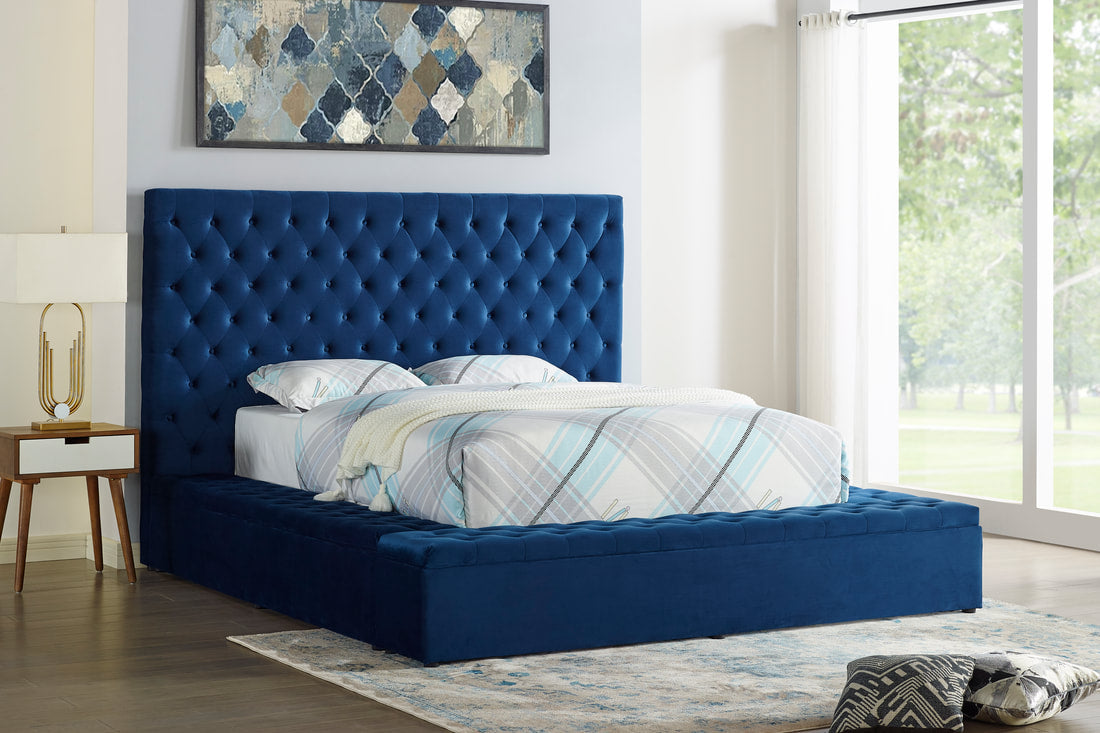 PARIS BLUE PLATFORM BED - QUEEN & KING – Serra Furniture