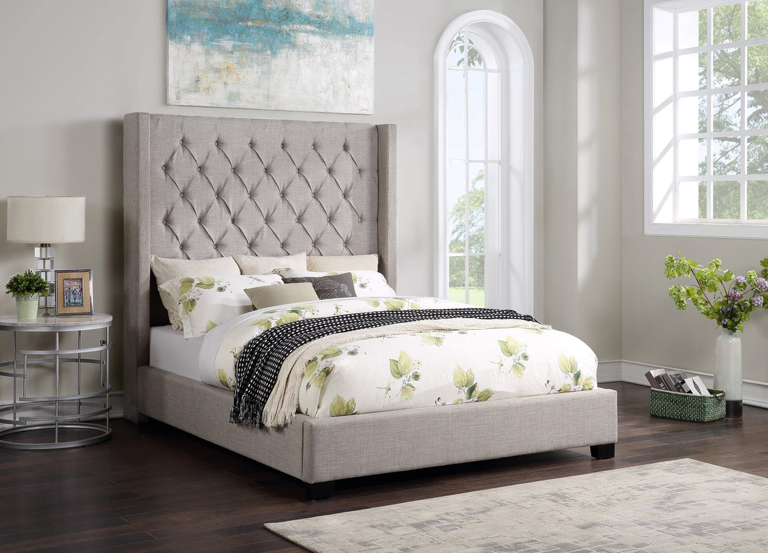 HH403 6FT - UPHOLSTERED BED -BEIGE – Serra Furniture