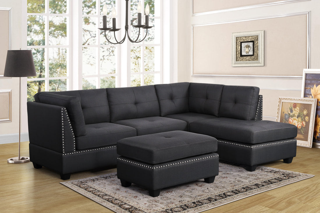 Black sectional ottoman store